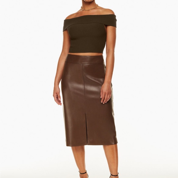 Aritzia | Skirts | Aritzia Babaton Pegu Vegan Leather Skirt Color Coffee Bean | Poshmark